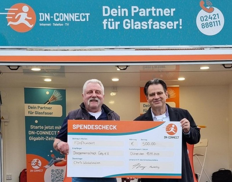 Glasfaser zum Anfassen: DN-CONNECT überreicht 500-Euro-Spende und ...